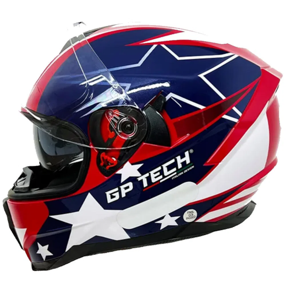 CAPACETE GP TECH ULTRA USA SV AZUL-VERMELHO Paulinho Motos