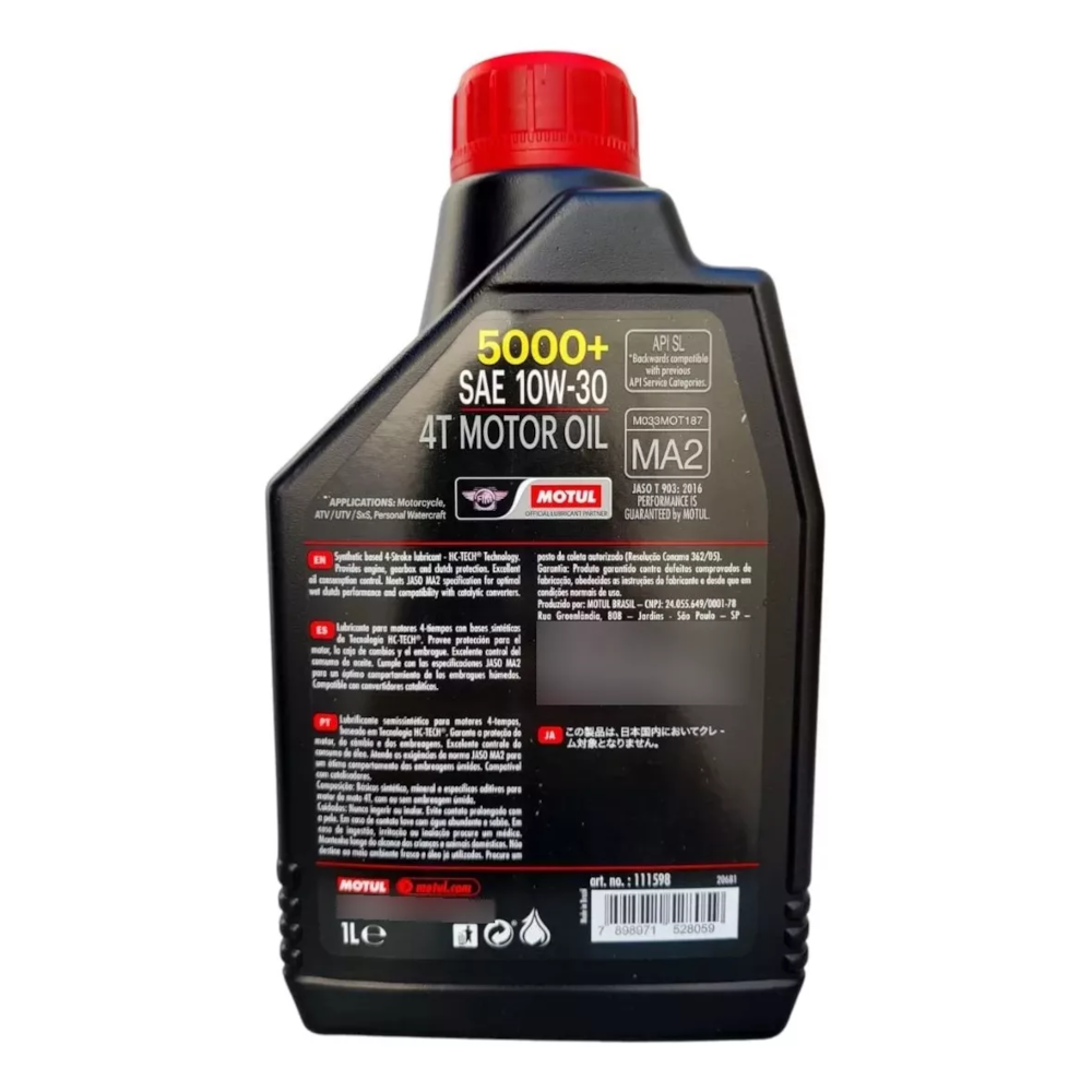 Conquiste o Máximo Desempenho da Sua Moto com o Kit 3 Óleo Motul 5000+ 4T 10W30 SJ Semi Sintético