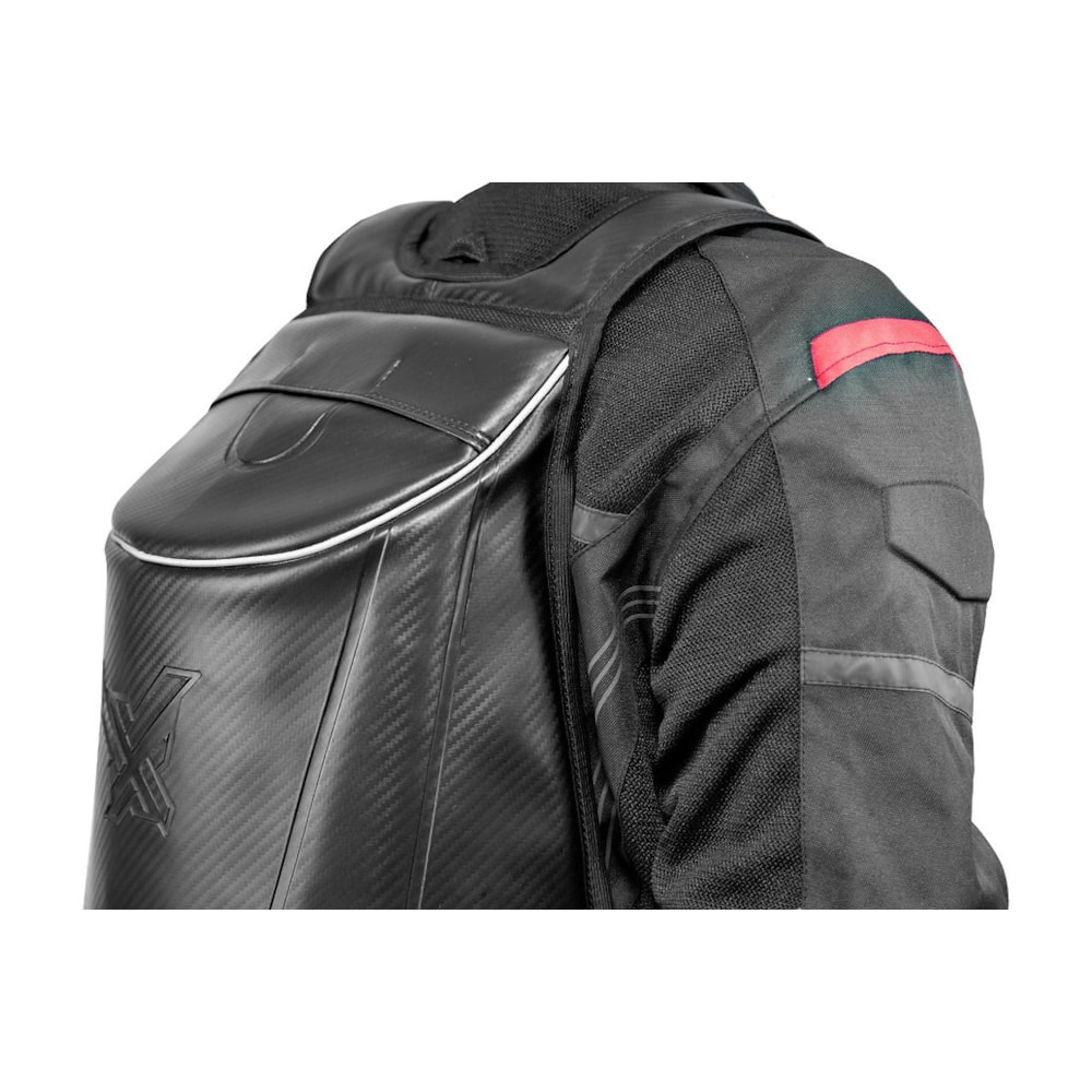 MOCHILA MAX RACING MOTO SPORT DRAGON CARBONO PRETA