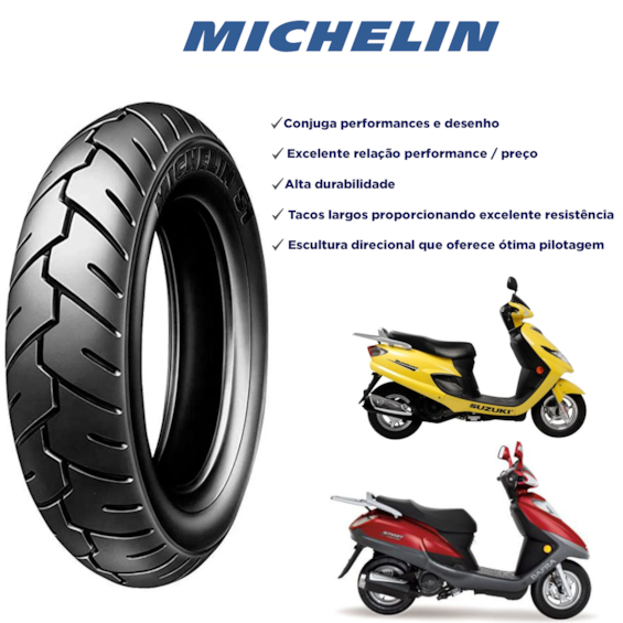 Pneu Michelin S1 100-90-10 56J TL Traseiro Honda Lead 110 / Elite 125 ...